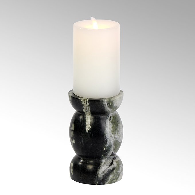 Berubari Kerzenleuchter, Marmor grau-schwarz H 15 cm, D 10,5 cm